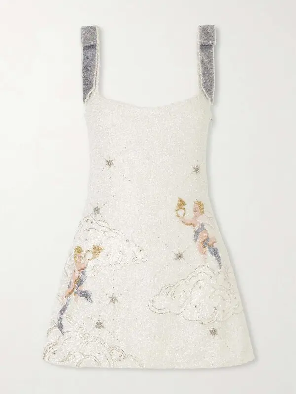 CLIO PEPPIATT Cupid Embellished Tulle Mini Dress - Ivory