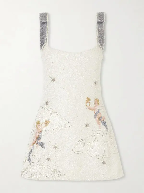 CLIO PEPPIATT Cupid Embellished Tulle Mini Dress