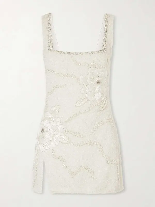 CLIO PEPPIATT Embellished Tulle Mini Dress - Ivory