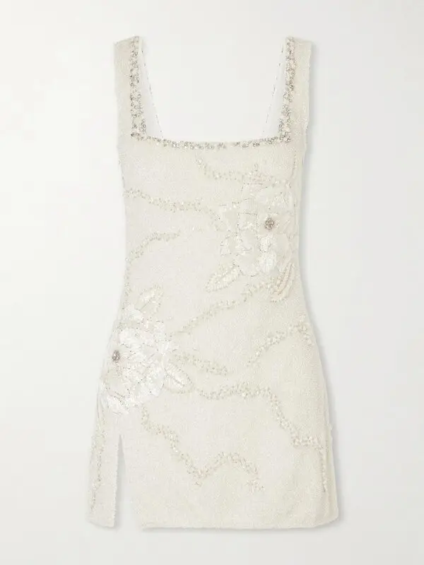 CLIO PEPPIATT Embellished Tulle Mini Dress - Neutrals