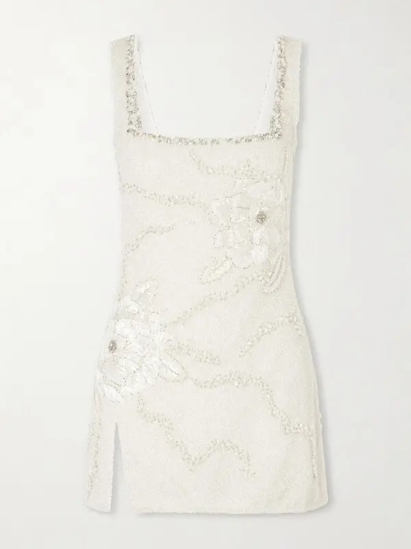 CLIO PEPPIATT Embellished Tulle Mini Dress - White