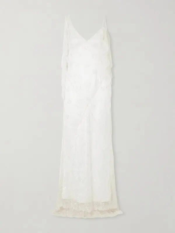 CLIO PEPPIATT Freya Embellished Draped Tulle Gown