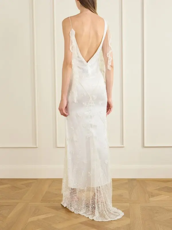 CLIO PEPPIATT Freya Embellished Draped Tulle Gown