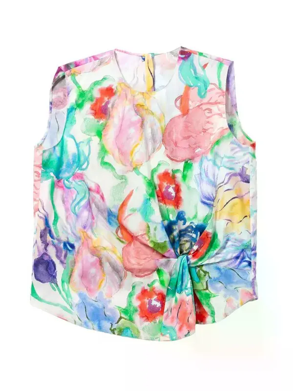 JNBY Floral-print Sleeveless Blouse - Blue