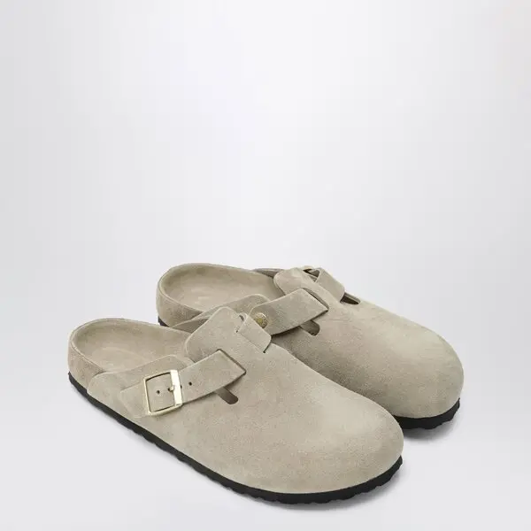 BIRKENSTOCK Boston Exquisite Suede Clogs - Beige