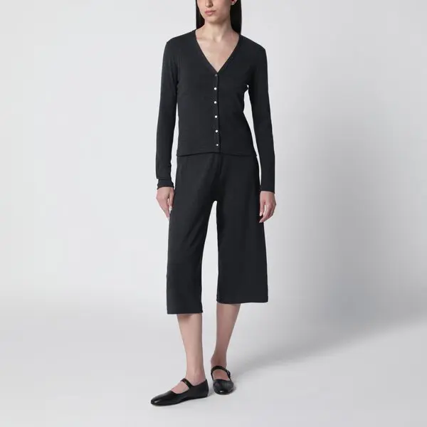 THE ROW Cresp V-neck Ribbed Cotton Cardigan - Grey