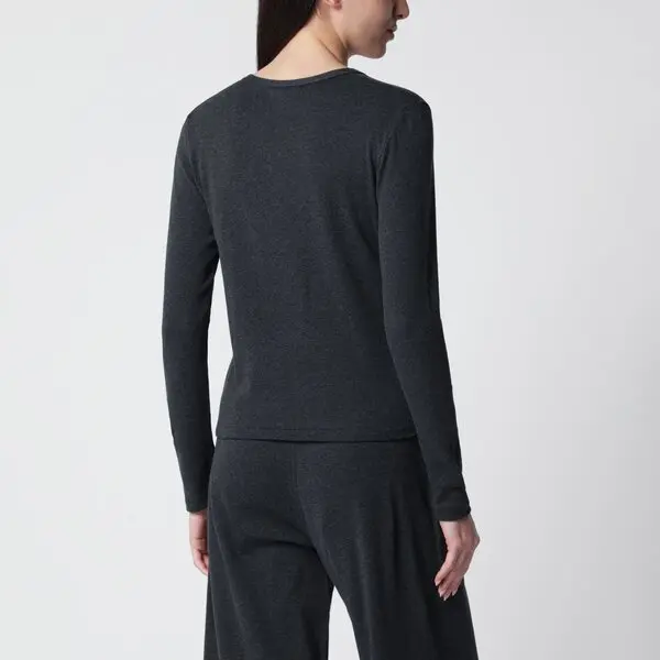 THE ROW Cresp V-neck Ribbed Cotton Cardigan - Grey