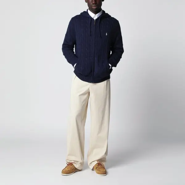 Polo Ralph Lauren Navy Cotton Cable-knit Zip-up Cardigan