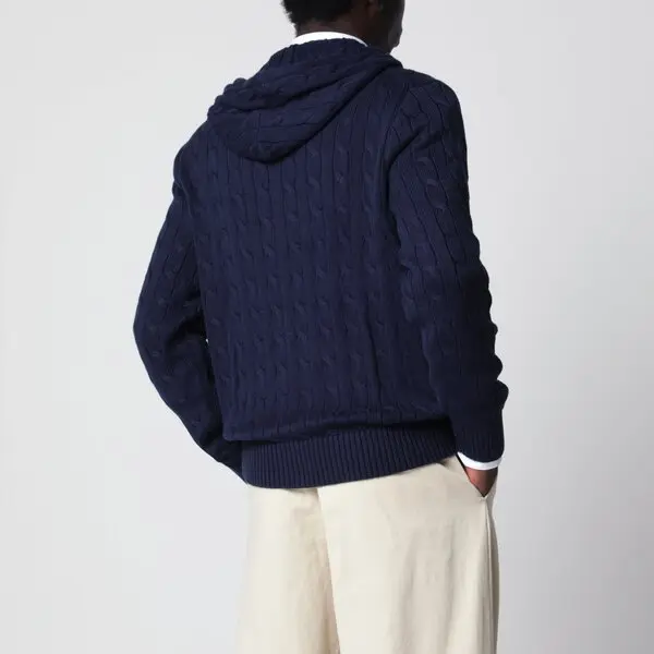 Polo Ralph Lauren Navy Cotton Cable-knit Zip-up Cardigan