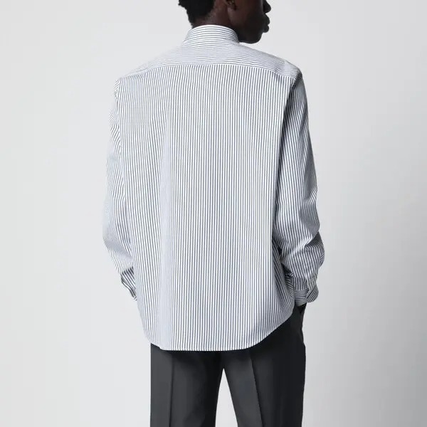 Valentino Garavani Ivory/green Striped Shirt With Vlogo