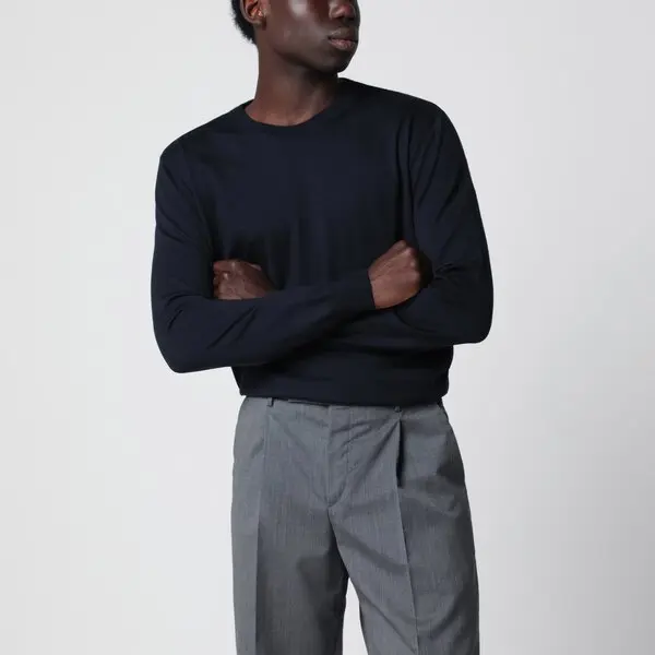 Valentino Garavani Navy Wool Crewneck Sweater - Blue