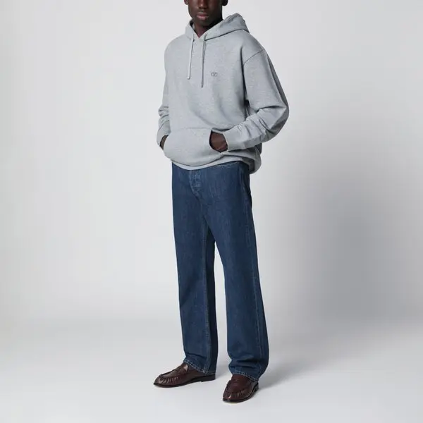 Valentino Garavani Vlogo Signature Embroidered Hoodie - Grey