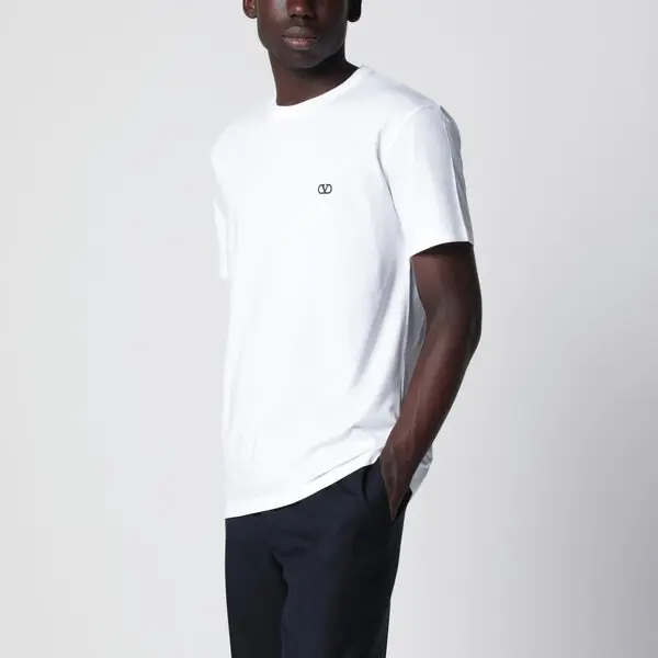 Valentino Garavani Cotton T-shirt With Vlogo Embroidery - White
