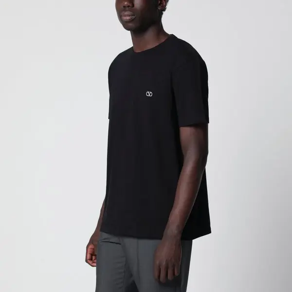 Valentino Garavani Cotton T-shirt With Vlogo Embroidery - Black
