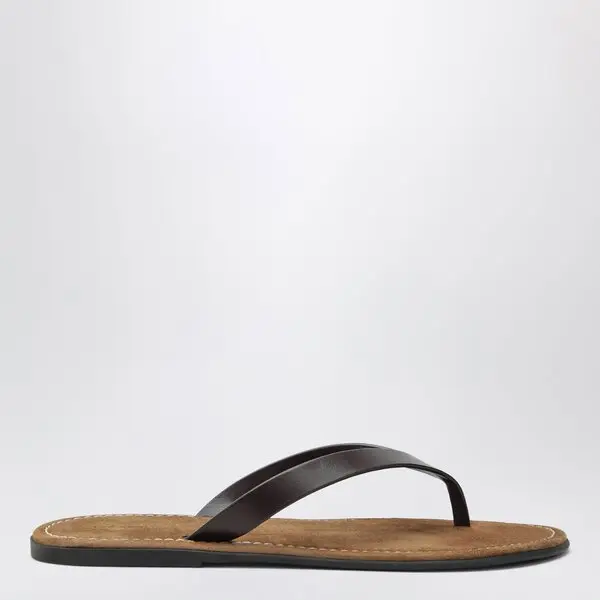 THE ROW Calfskin Leather Flip-flops - Brown