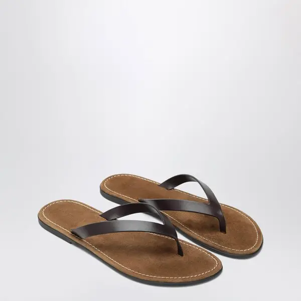THE ROW Calfskin Leather Flip-flops - Brown