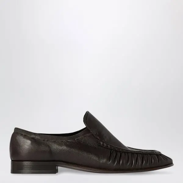 THE ROW Two Soft Nappa Leather Loafers In Lacquer - Brown