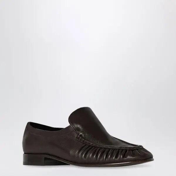 THE ROW Two Soft Nappa Leather Loafers In Lacquer - Brown