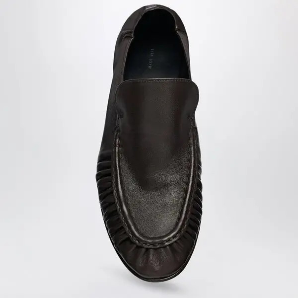 THE ROW Two Soft Nappa Leather Loafers In Lacquer - Brown