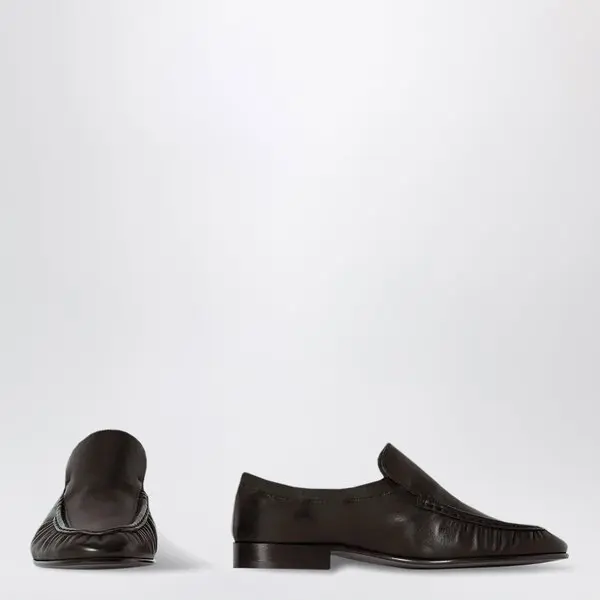 THE ROW Two Soft Nappa Leather Loafers In Lacquer - Brown