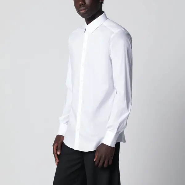 Dolce & Gabbana Gold Fit Stretch Poplin Shirt In Optical - White