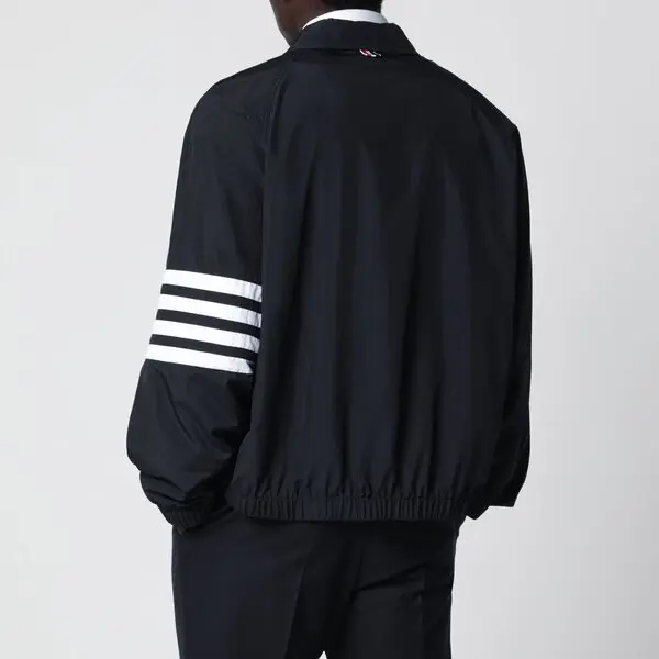 Thom Browne Navy Zip-up Jacket With Four Stripes