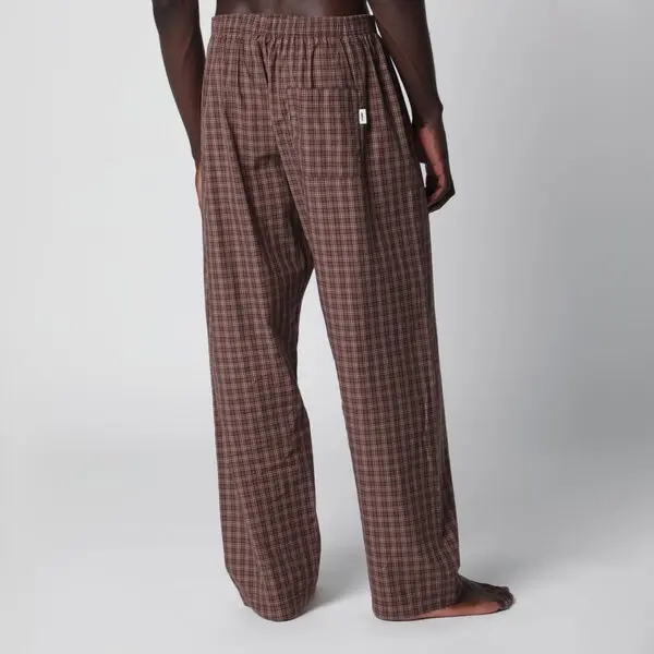 TEKLA Serra-colored Cotton Pajama Pants With Check Pattern