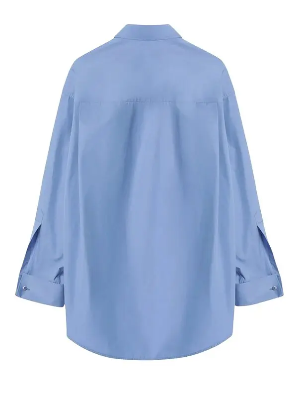 Balenciaga Classic Cotton Shirt With Logo Detail - Blue