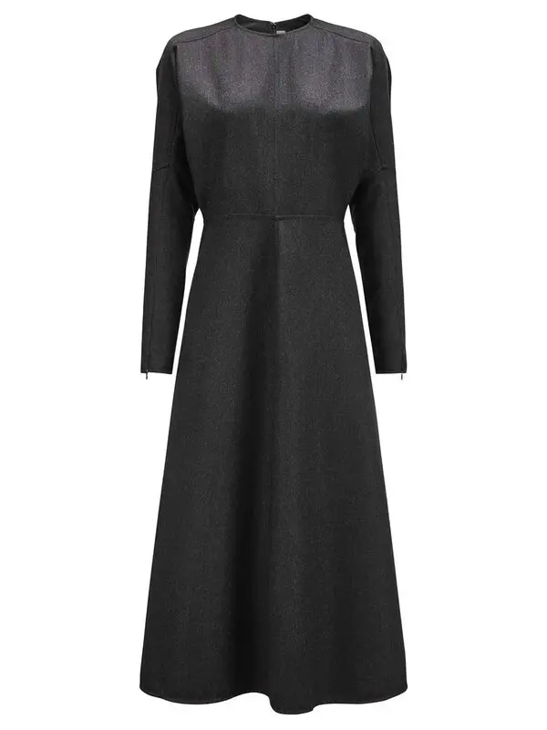 Victoria Beckham Dolman Midi Dress In Wool - Grey