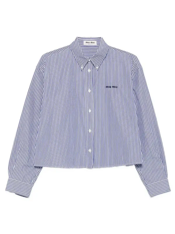 Miu Miu Micro Pinstripe Cotton Shirt - Blue