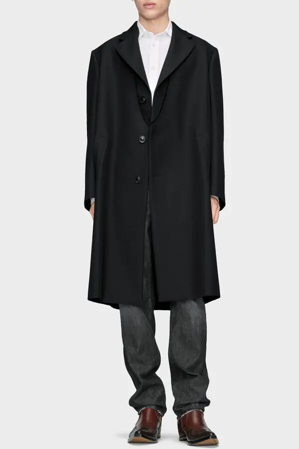 MAISON MARGIELA Wool Coat With Raw-edge Finish