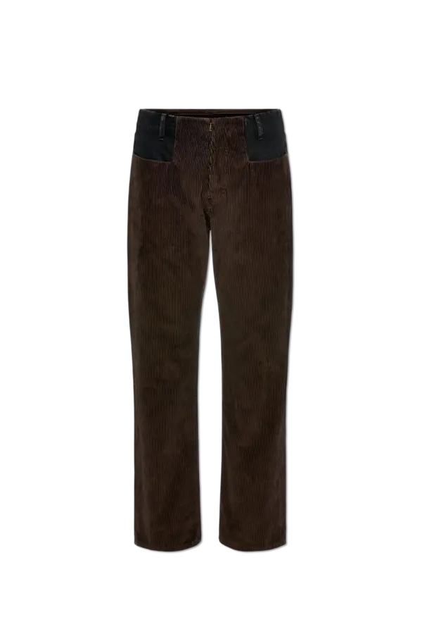 MAISON MARGIELA Corduroy Trousers With Contrast Waistband - Brown