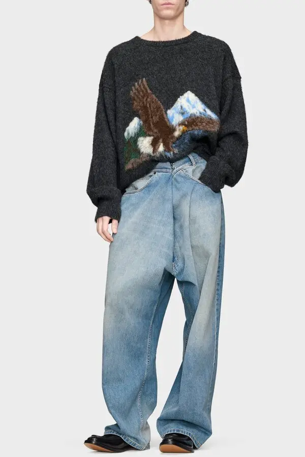 MAISON MARGIELA Eagle & Mountain Appliqué Wool Sweater