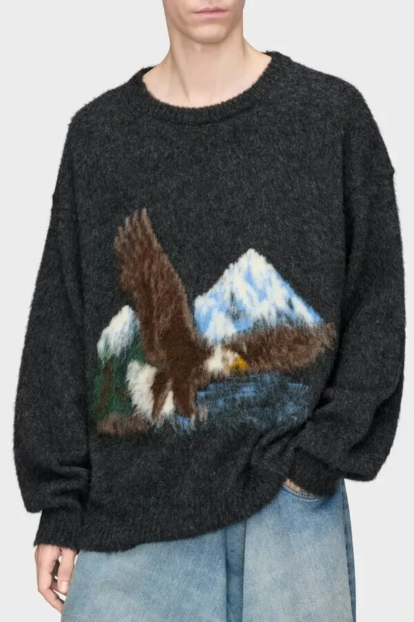 MAISON MARGIELA Eagle & Mountain Appliqué Wool Sweater