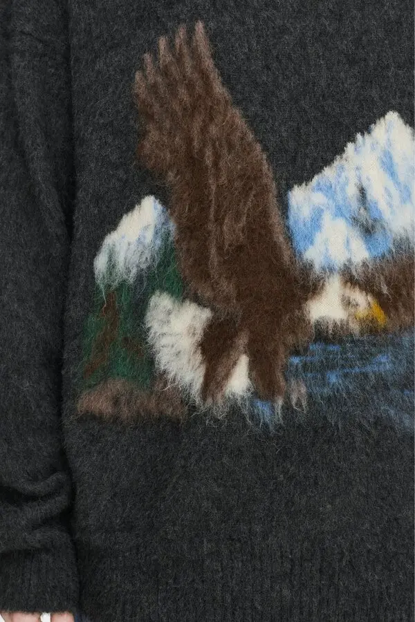MAISON MARGIELA Eagle & Mountain Appliqué Wool Sweater