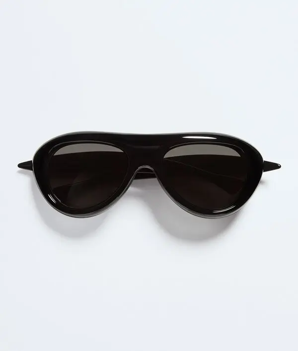 Bottega Veneta Sardine Aviator Sunglasses - Black/gray