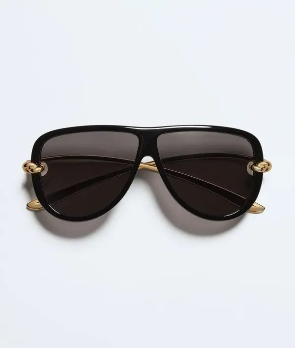Bottega Veneta Knot Aviator Sunglasses - Black/gray