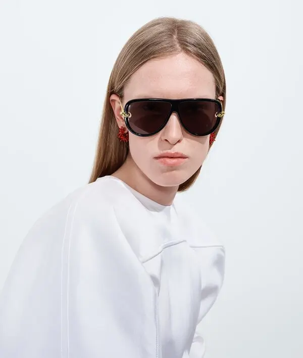 Bottega Veneta Knot Aviator Sunglasses - Black/gray