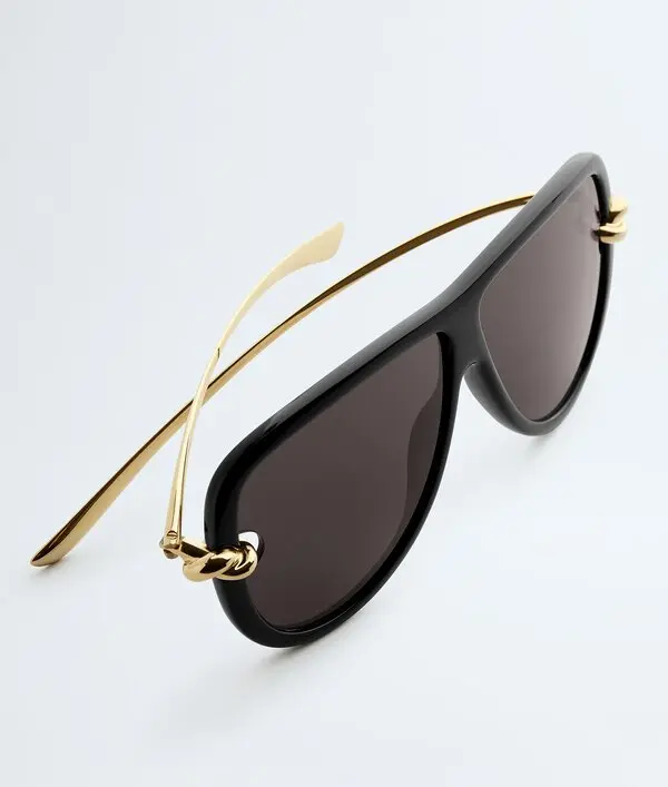 Bottega Veneta Knot Aviator Sunglasses - Black/gray