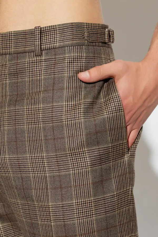 Alexander McQueen Wool Plaid Tailored Trousers