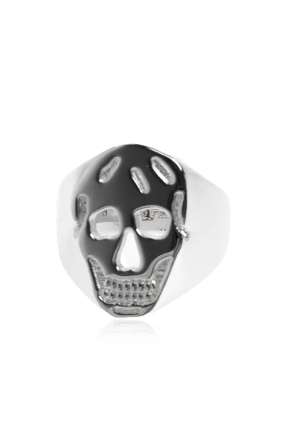 Alexander McQueen Skull Motif Signet Ring - Silver