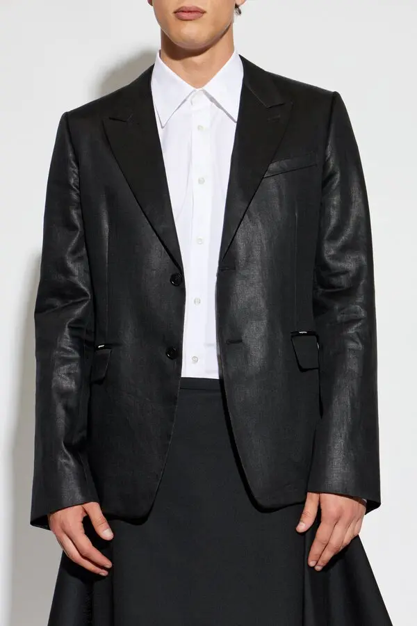 Alexander McQueen Linen Blazer With Double Vent