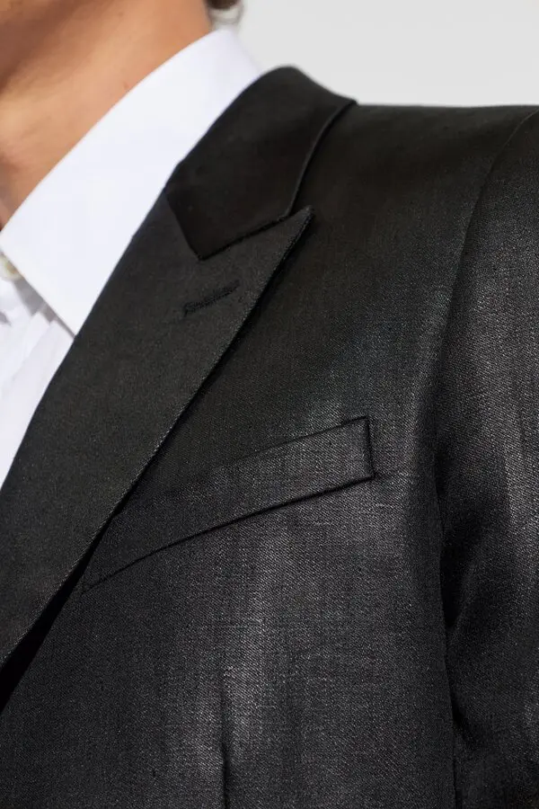 Alexander McQueen Linen Blazer With Double Vent