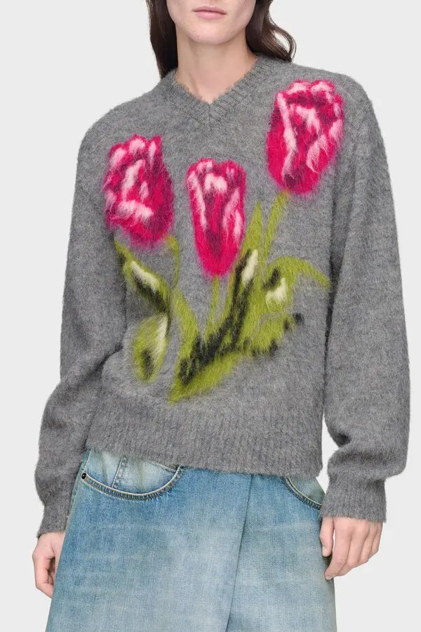 MAISON MARGIELA Wool Sweater With Floral Motif