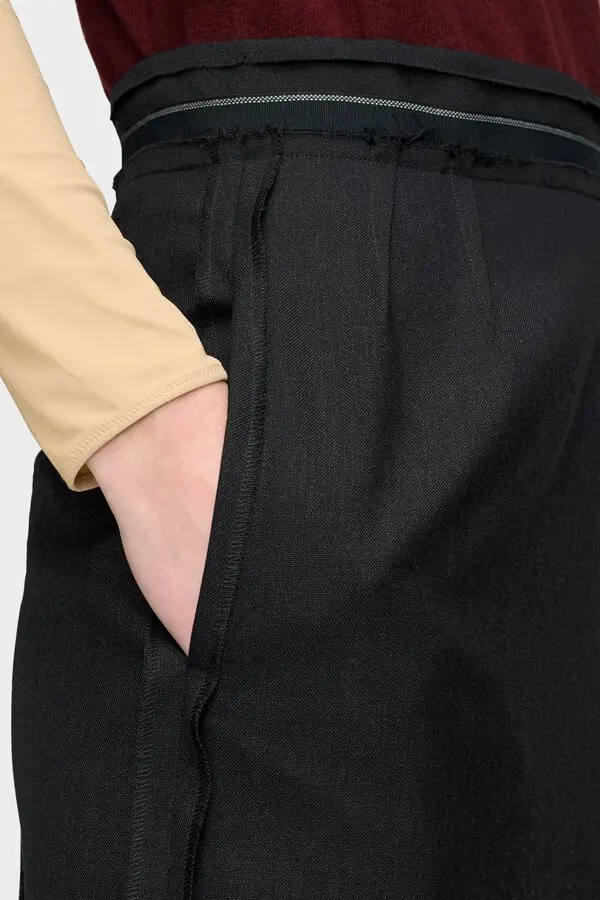 MAISON MARGIELA Wool Midi Skirt With Raw Finish