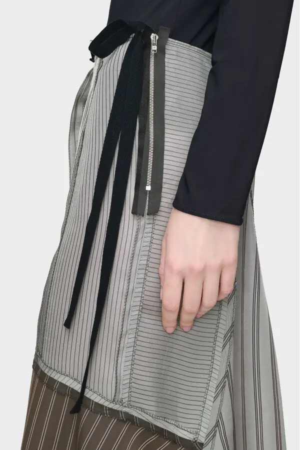 MAISON MARGIELA Asymmetrical Striped Maxi Skirt With Raw Edge Hem