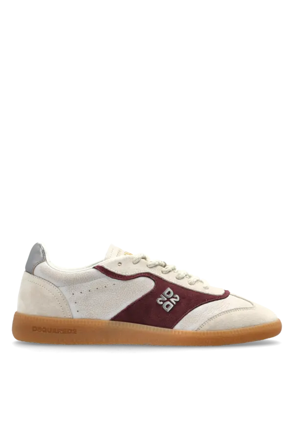 Dsquared2 Low-top Sneakers With Burgundy Panel And Logo Detailing - Cream