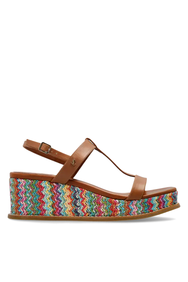 JIMMY CHOO Theia Wedge 60 Multicolor Zigzag Wedge Sandals - Multicolour
