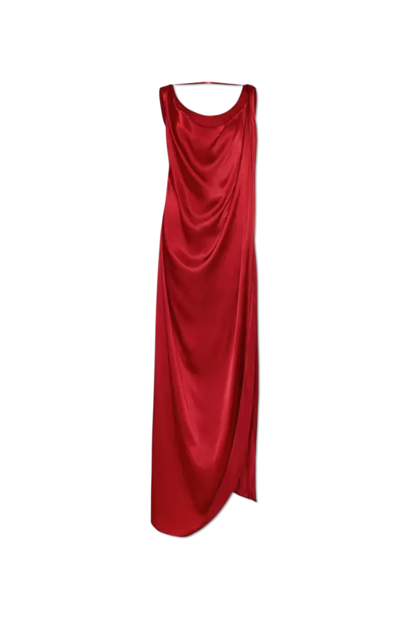 MAISON MARGIELA Satin Maxi Dress With Slit - Red