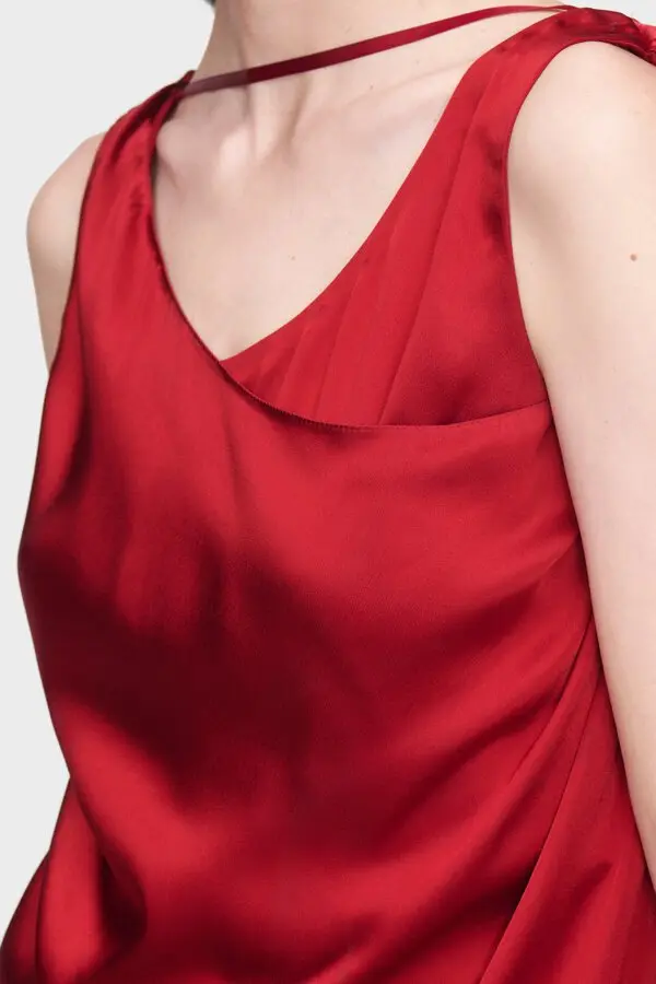 MAISON MARGIELA Satin Maxi Dress With Asymmetrical Strap And Slit